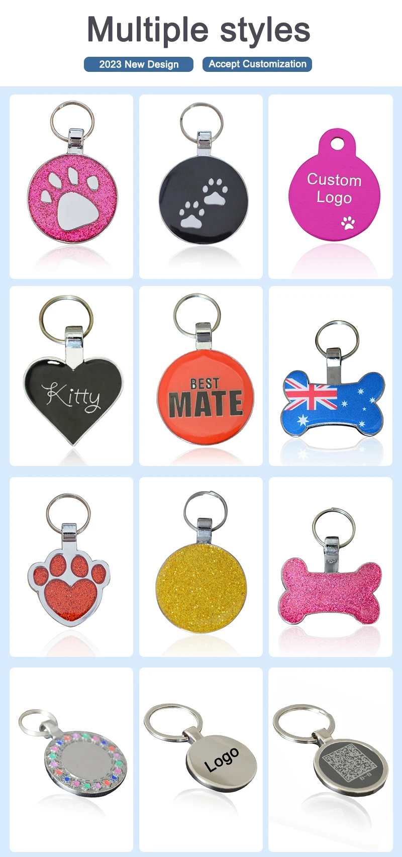 Customized Stainless Steel Dog Pet Tags Personalized Metal Pet ID Tag ...