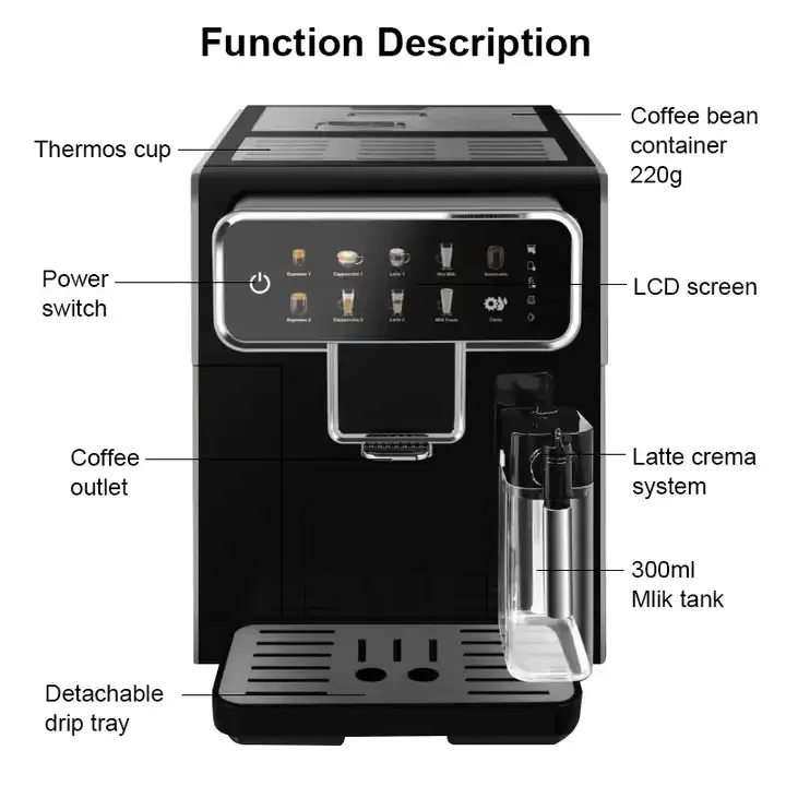 Stainless Steel Touch Screen Espresso Machine - Smart & Durable