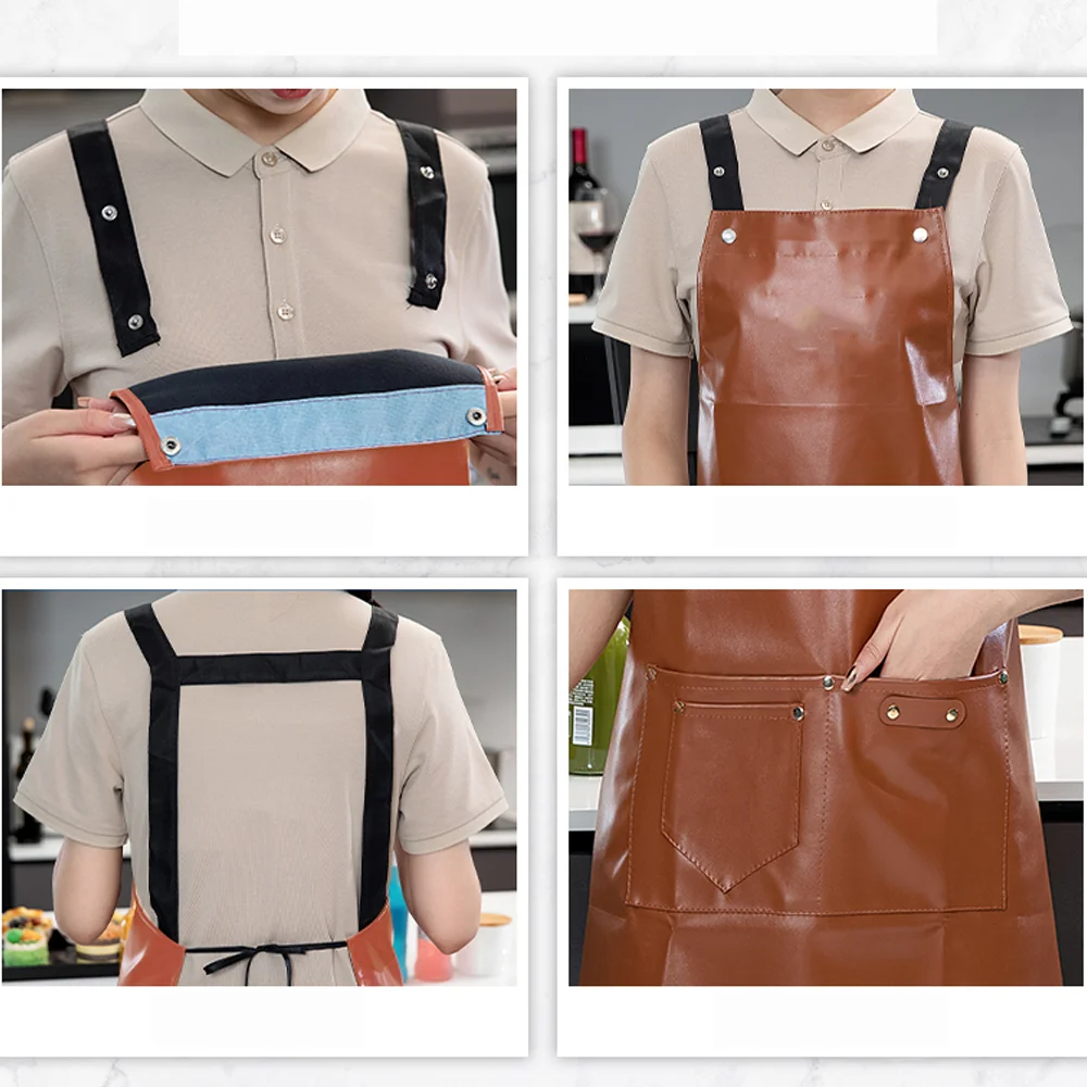 Custom Logo Kitchen Heavy Leather Apron Butcher Apron Bbq Leather ...