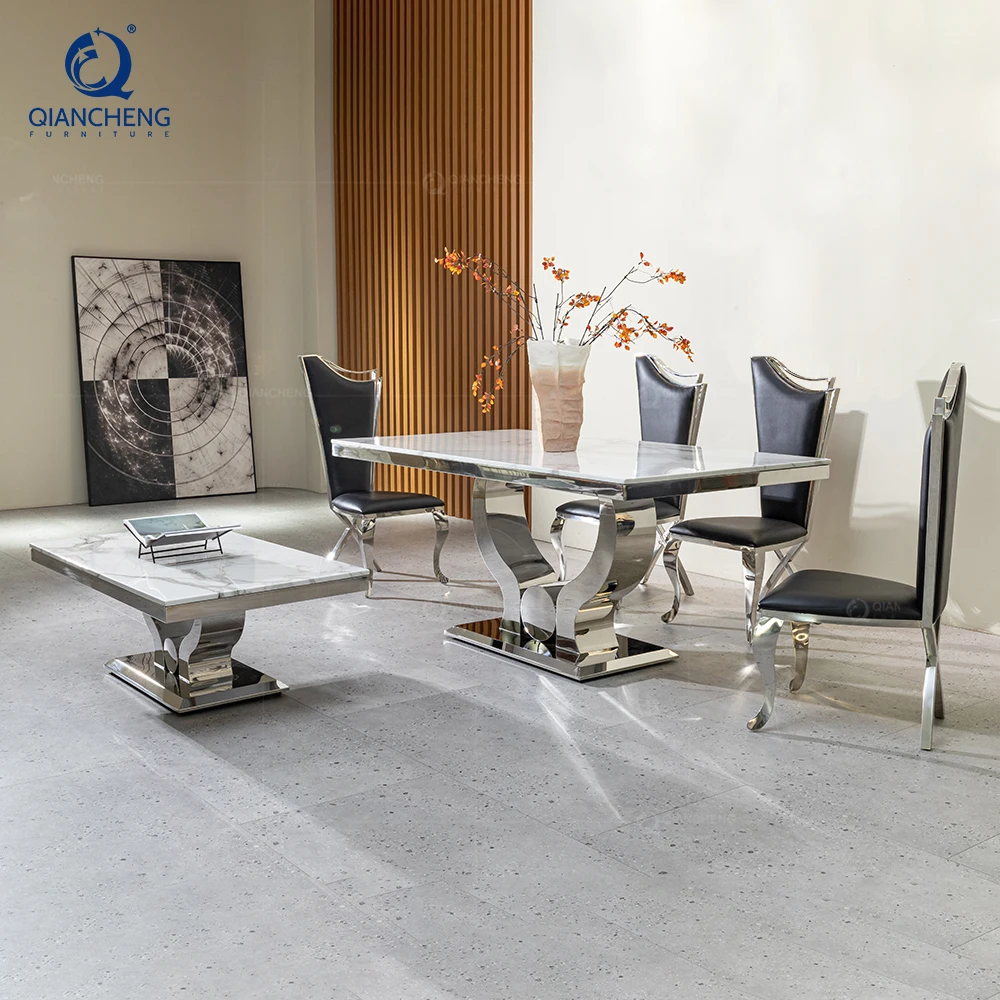 Luxury Stainless Metal Base Marble Top Decor Dining Tables - Buy Dining ...