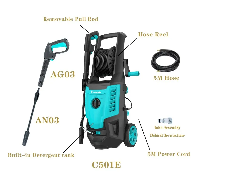 High Efficiency Jet Washer - 2000W Powerful Cleaning Machine