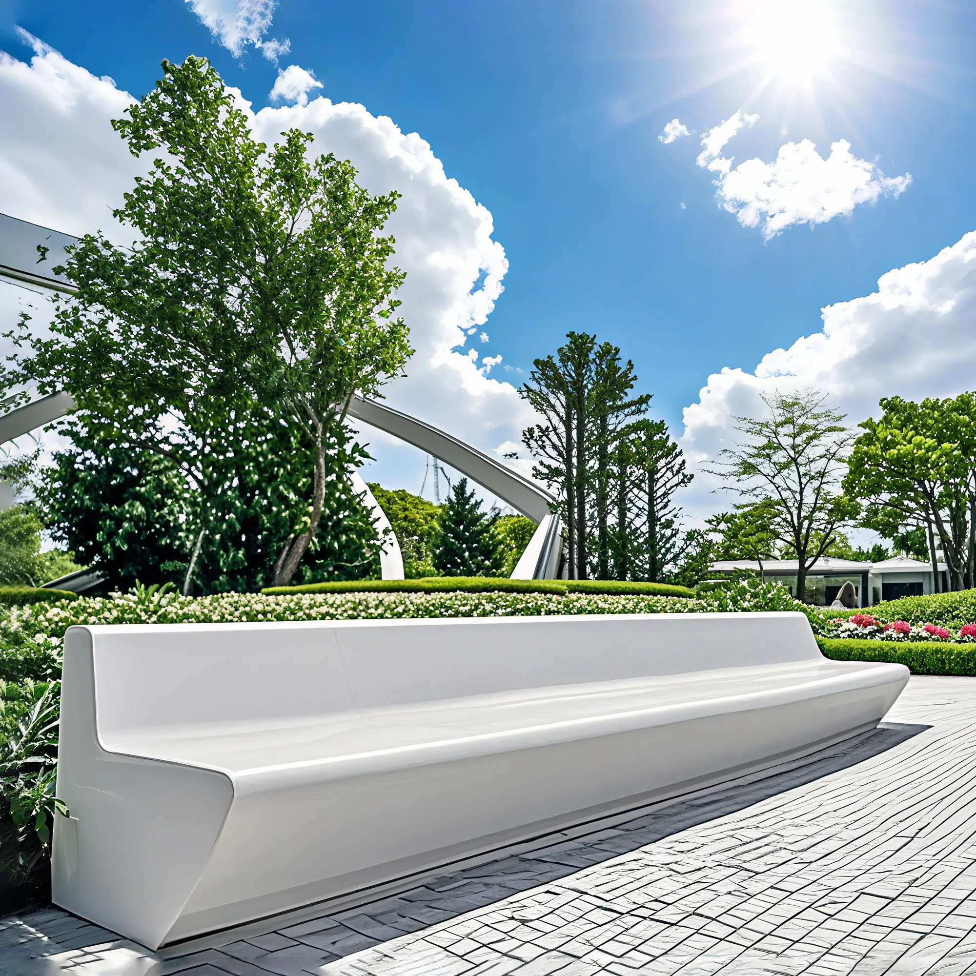 G013 Reinforced Concrete GRC Big Tree Planter Bench - Durable Outdoor ...