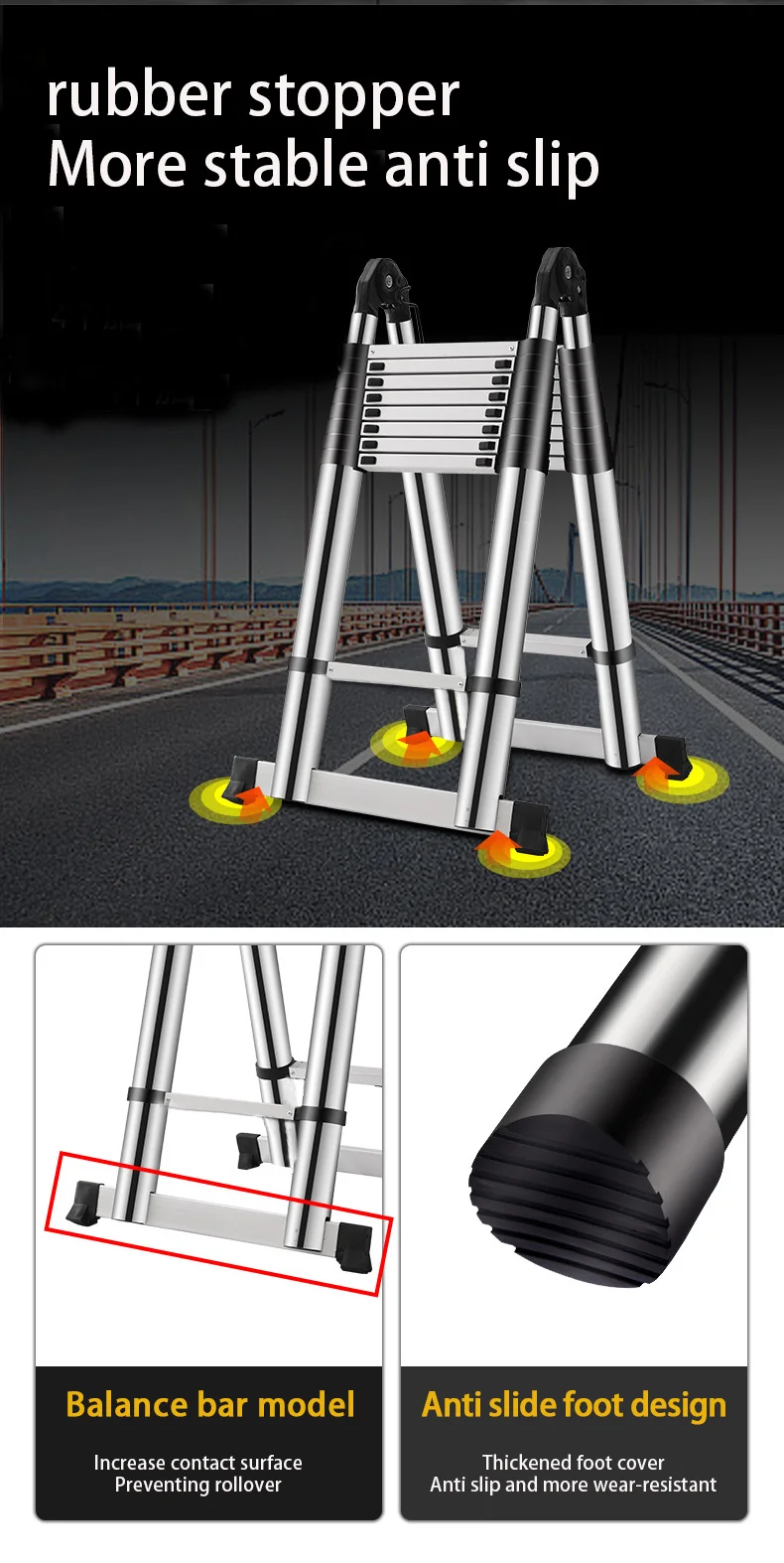 New 2024 Large Step Articulated Ladder Lifting Ladder Multipurpose A ...