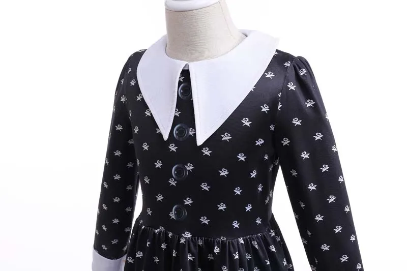 Costume Kids Girls Long Sleeve Wednesday Addams Dress With Wednesday ...