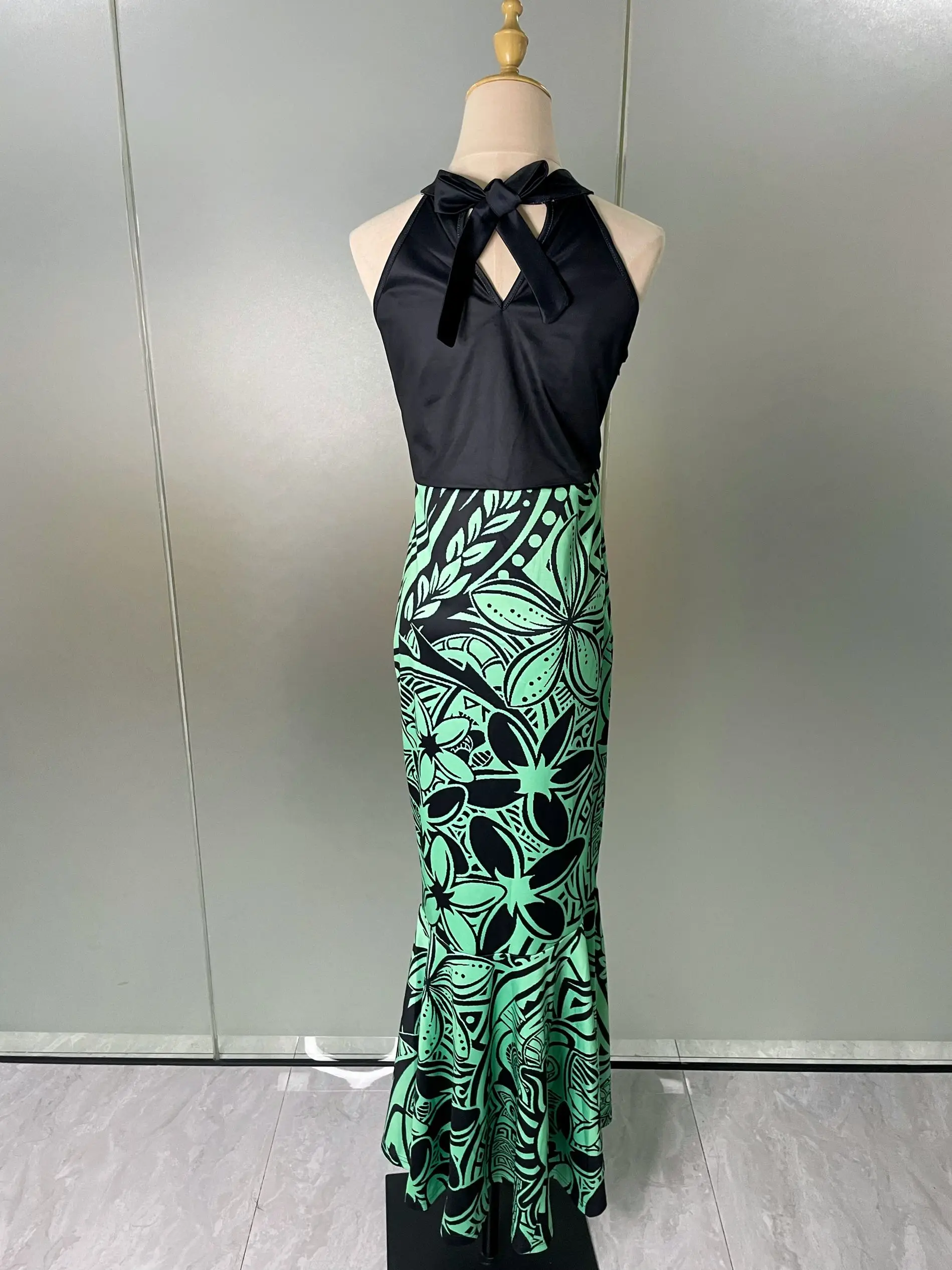 High Quality Custom Pacific Island Dress Pattern Milk Silk Maroon ...