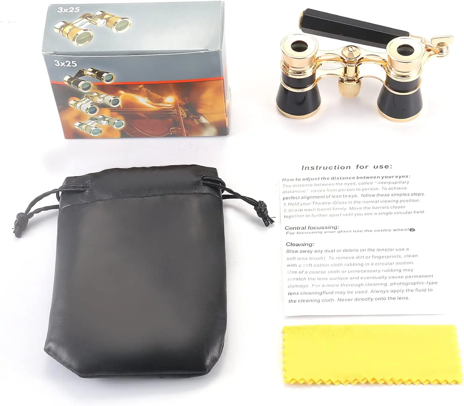 3x25 Opera Binoculars - Coated Lens Telescopes for Theater