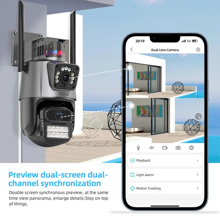 Icsee 2K Wireless Security CCTV IP PTZ Camera - 6MP Dual Lens