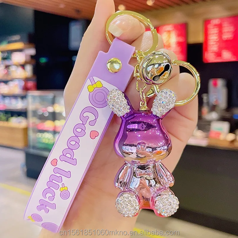 Promotional Keychain New Electroplate Diamond Rabbit Keychain Cartoon ...