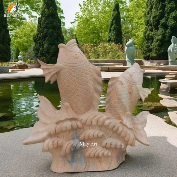 Hand Carved Large Size Marble Fish Sculpture for Outdoor Indoor ...
