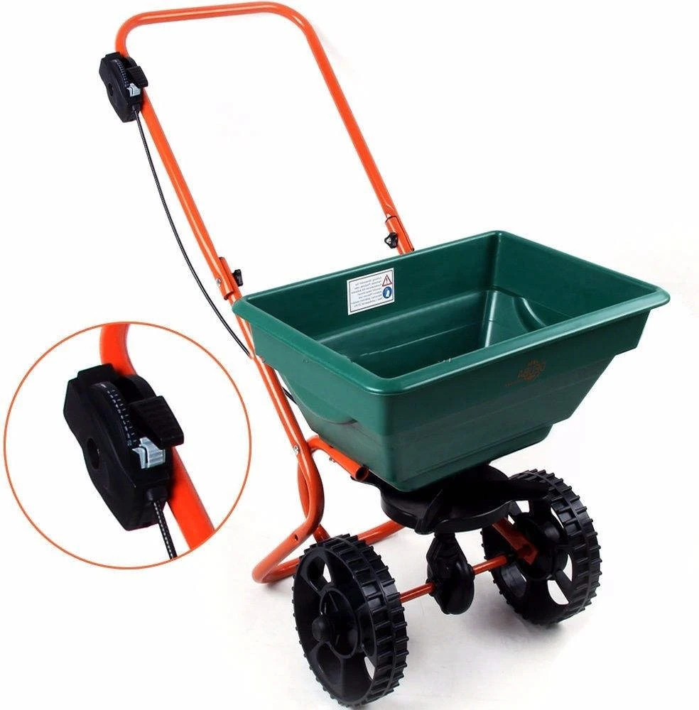 55 lbs 25 Lts garden scattering cart, lawn seed /Salt spreader, manual ...