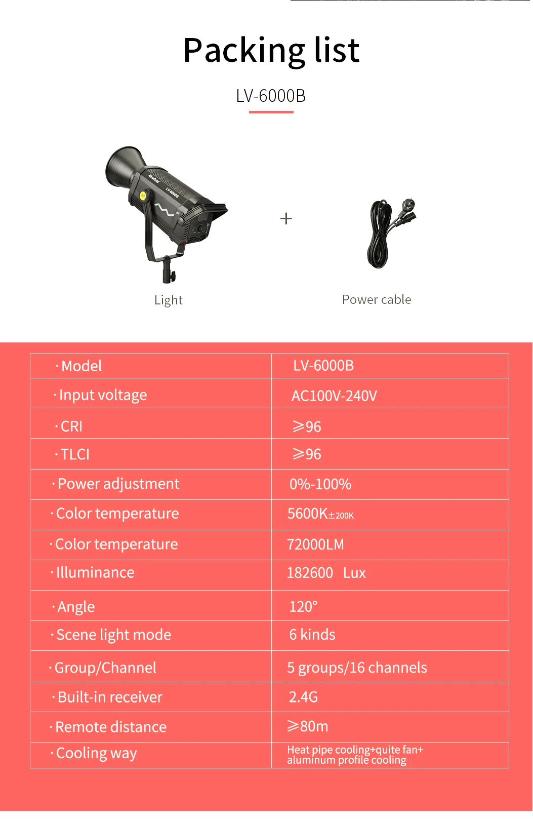 Lv-6000b Nicefoto 600w Professional Cob Led Continuous Photographic Lighting Bowens Mount Hd ...