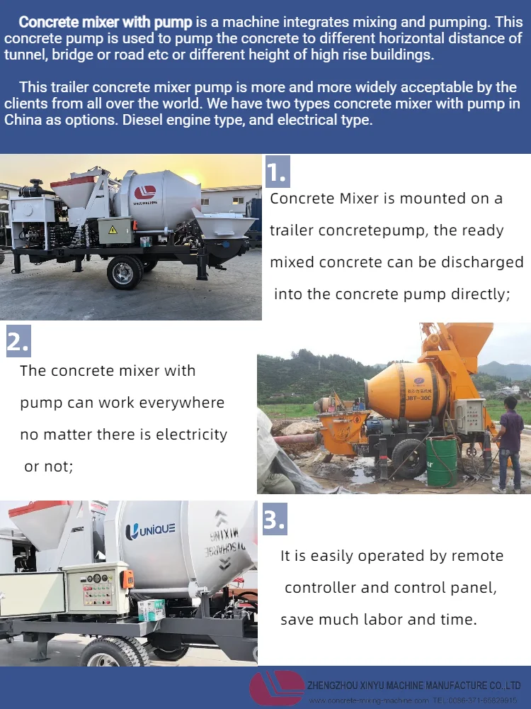Small High Pressure Mobile 40m3/H Concrete Mixer and Pump Cement ...