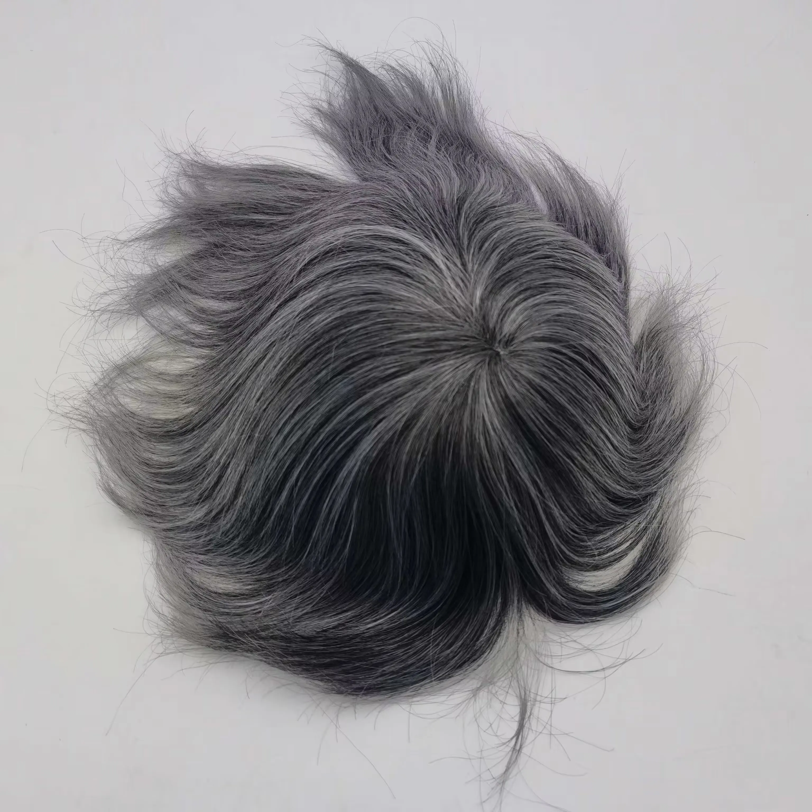 Factory In Stock 100% Real Indian Remy Human Hair 1b50 Grey Color Full Lace Base Straight Men ...