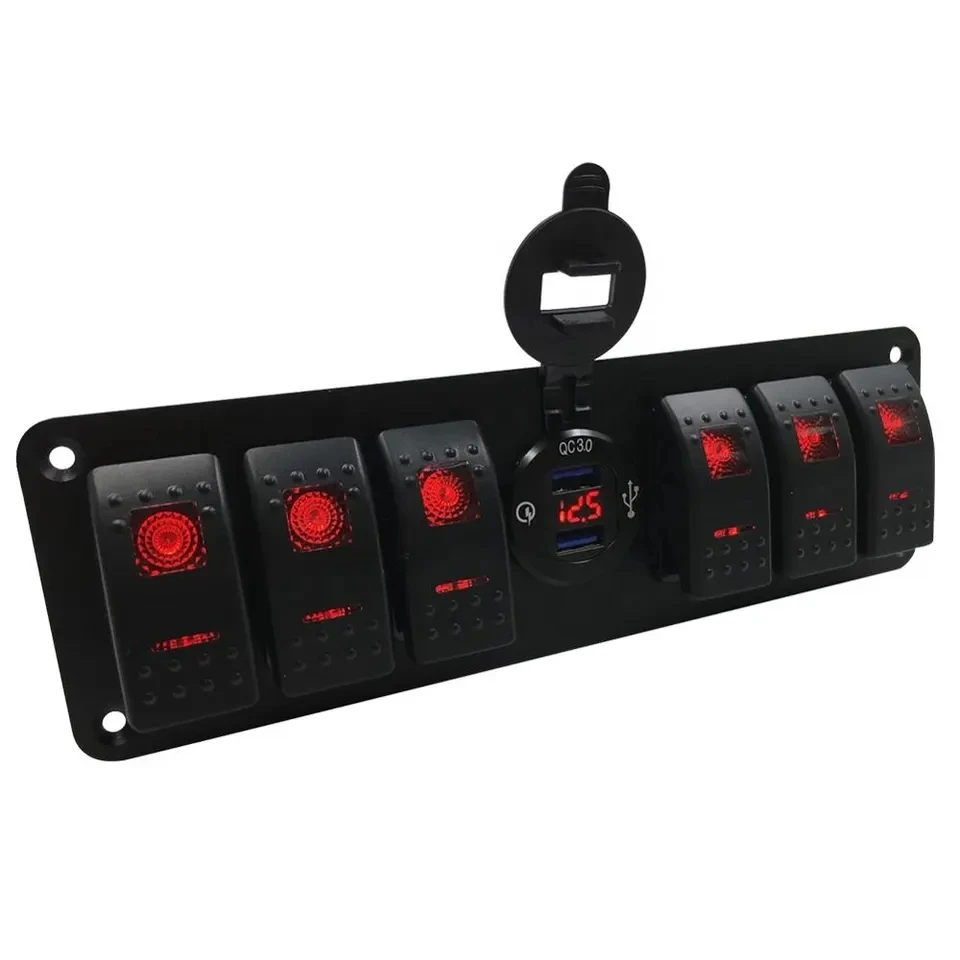 7 Gang Rocker Switch Panel Waterproof Circuit Breaker +aluminium Qc3.0 ...