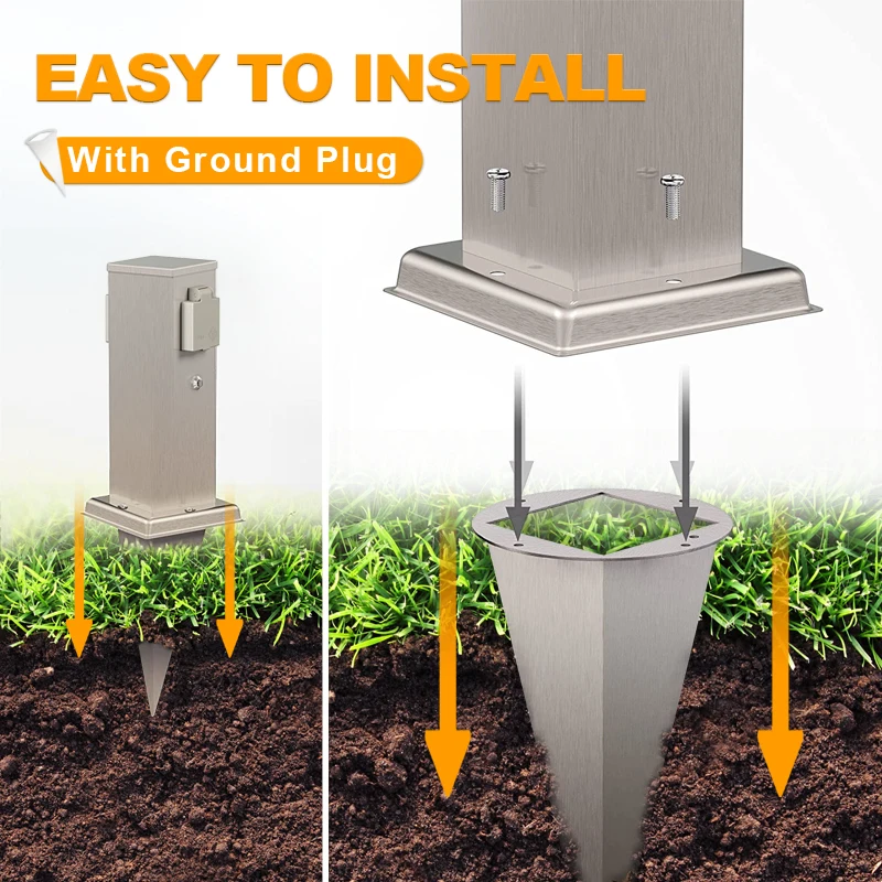 Howlighting Stainless Steel Outlet Post Socket - Waterproof & Smart