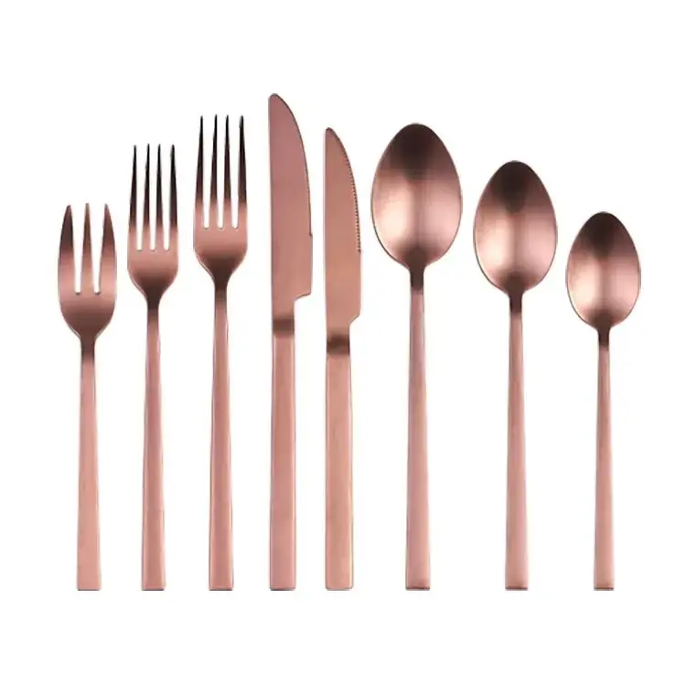 Talheres Wedding Copper Cutlery Rose Gold Elegant Flatware Set Matte ...