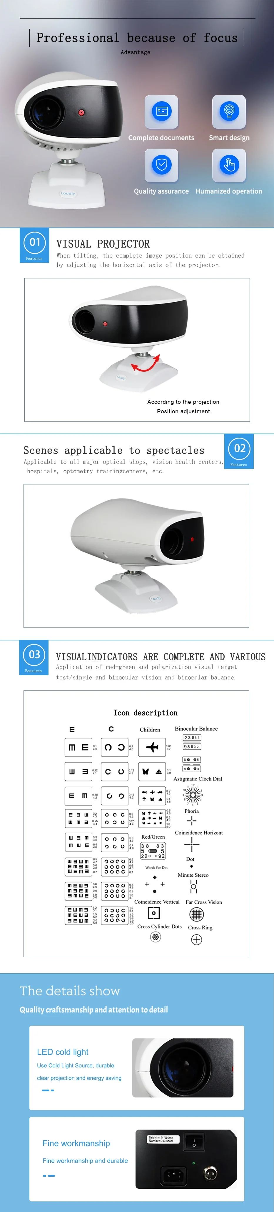 Optotypes Auto Chart Projector Hot Sale Best Quality LED Bulb Optotypes ...