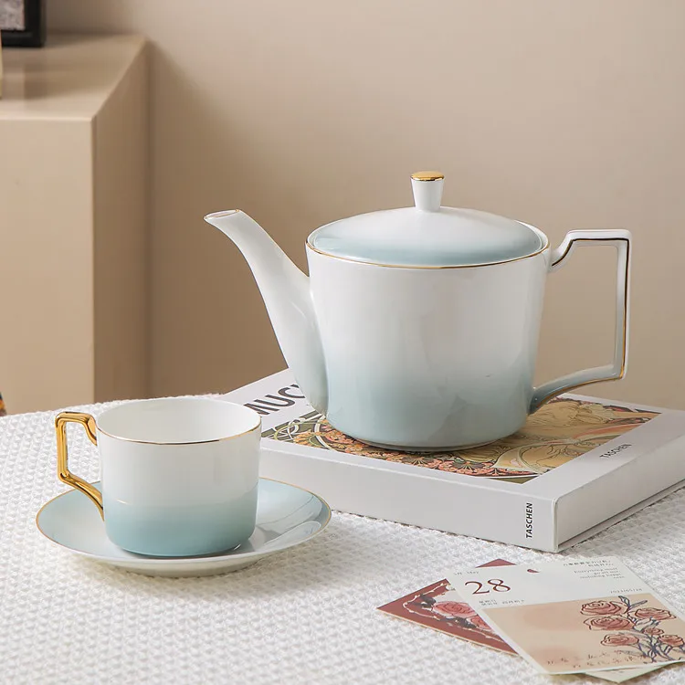European Exquisite Modern Afternoon Tea Cup Teapot Set With Milk Pot ...