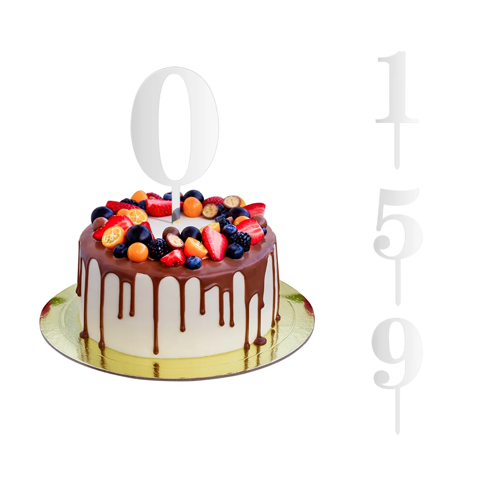 Pack Of 10 Pcs Acrylic Number Cake Topper Birthday Anniversary Cake ...