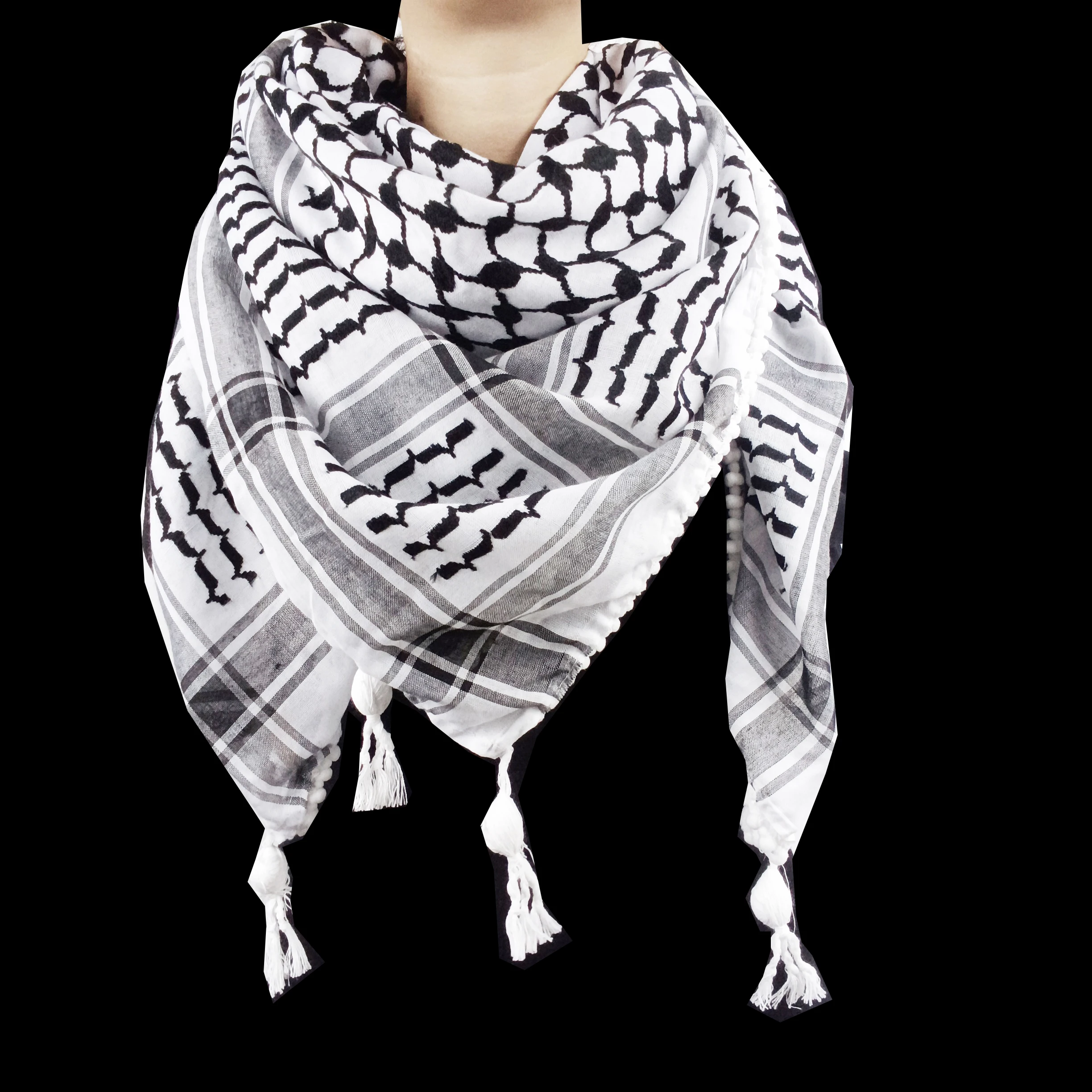 Black & White Jacquard Men’s Keffiyeh Scarf - Oem Available