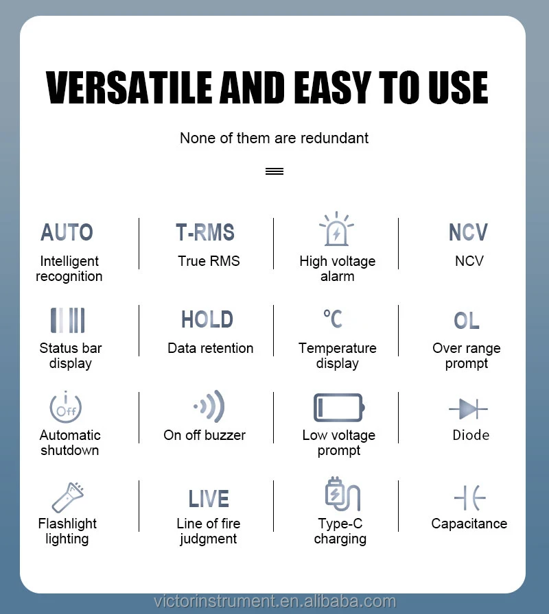 Rts Smart Digital Multimeter Victor 925 9999 Counts True Rms Auto Rechargeable Capacitance Meter ...
