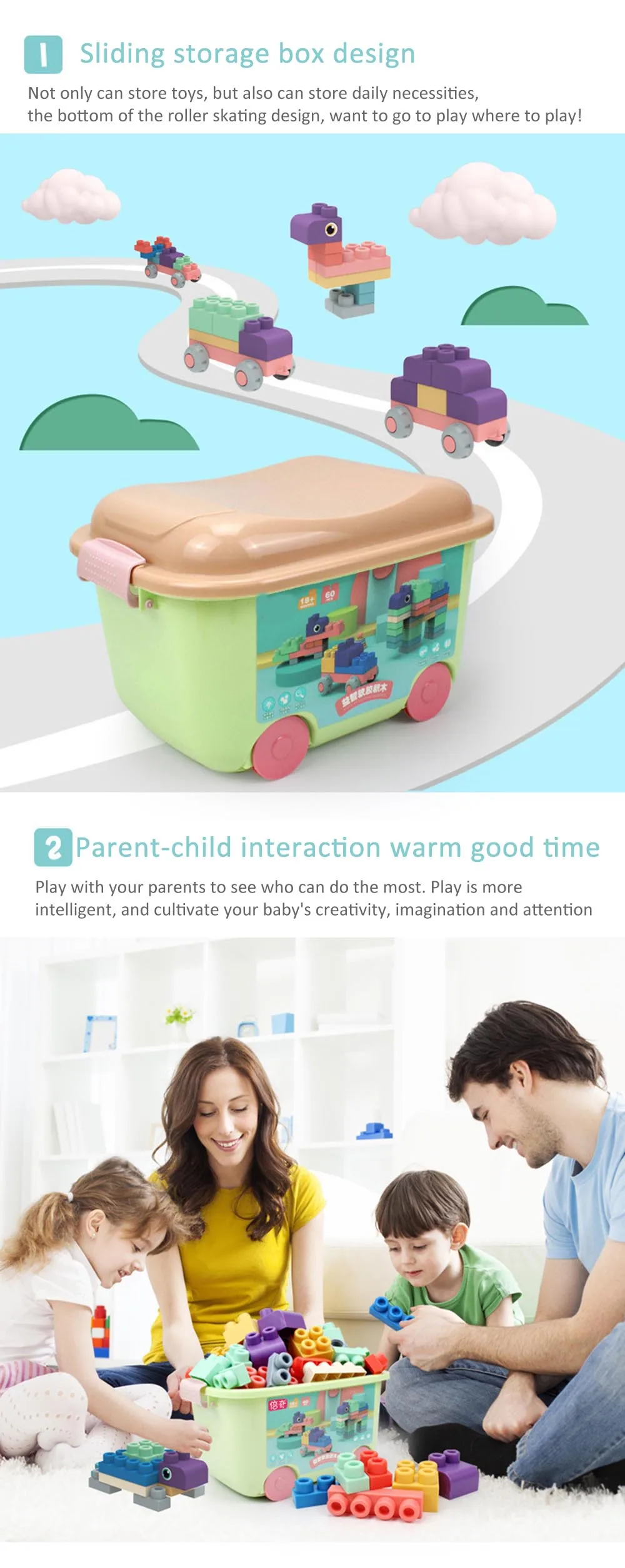 Soft Rubber Large Particle Building Blocks Baby 0-3 Years Old Silicone ...