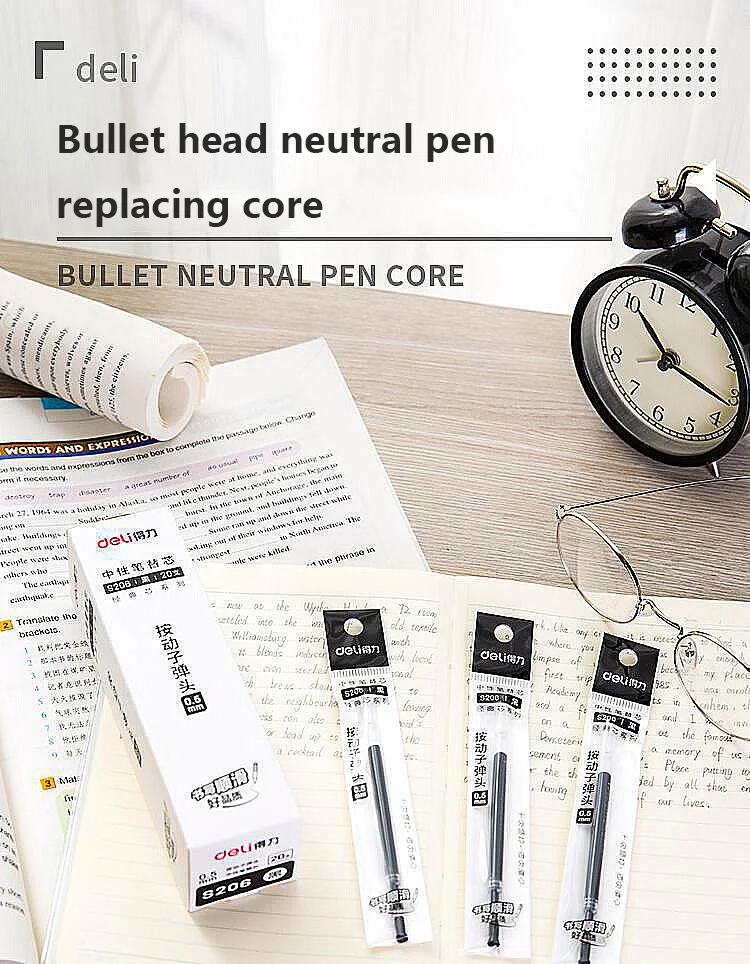 Deli S206 Neutral Pen Core 0.5mm 20 Pieces/box Black Blue Red Color Pen ...