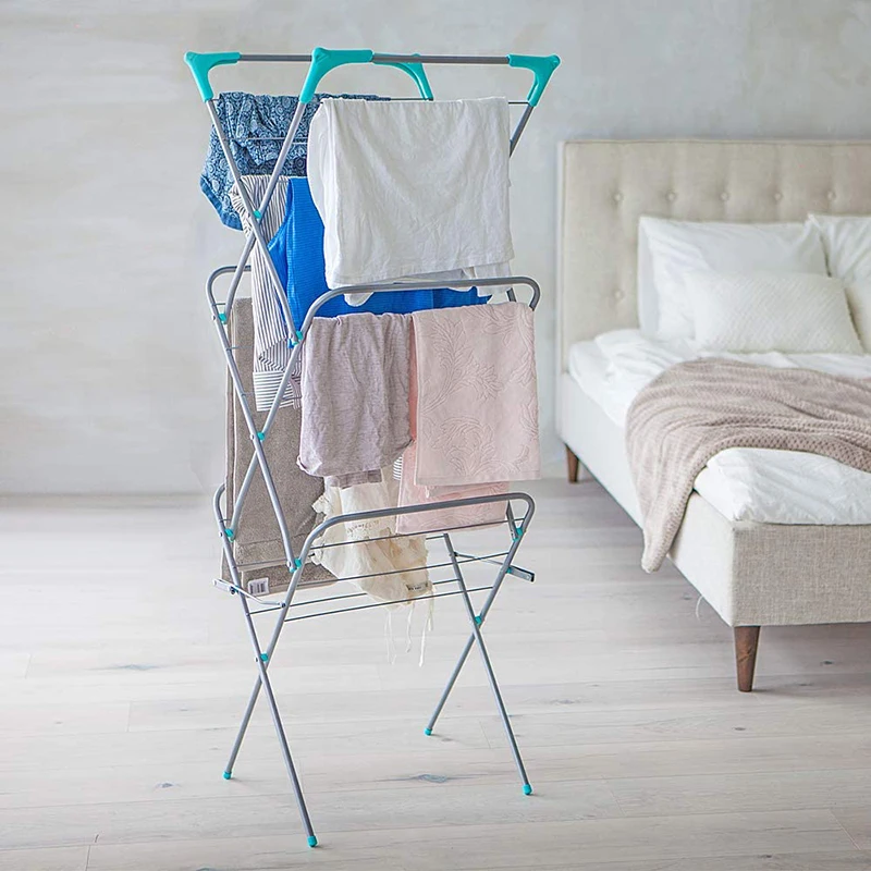 3 Tier Folding Clothes Airer Balcony Clothes Drying Rack Hanger ...