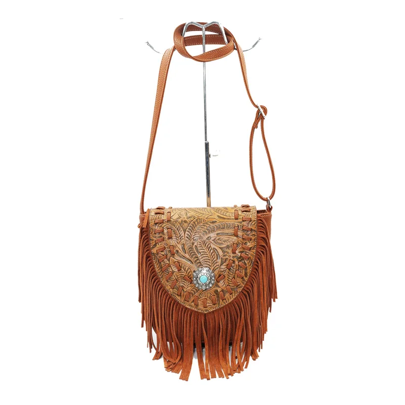 Tooled Leather Laser Cut Concealed Purse - Cowgirl Style