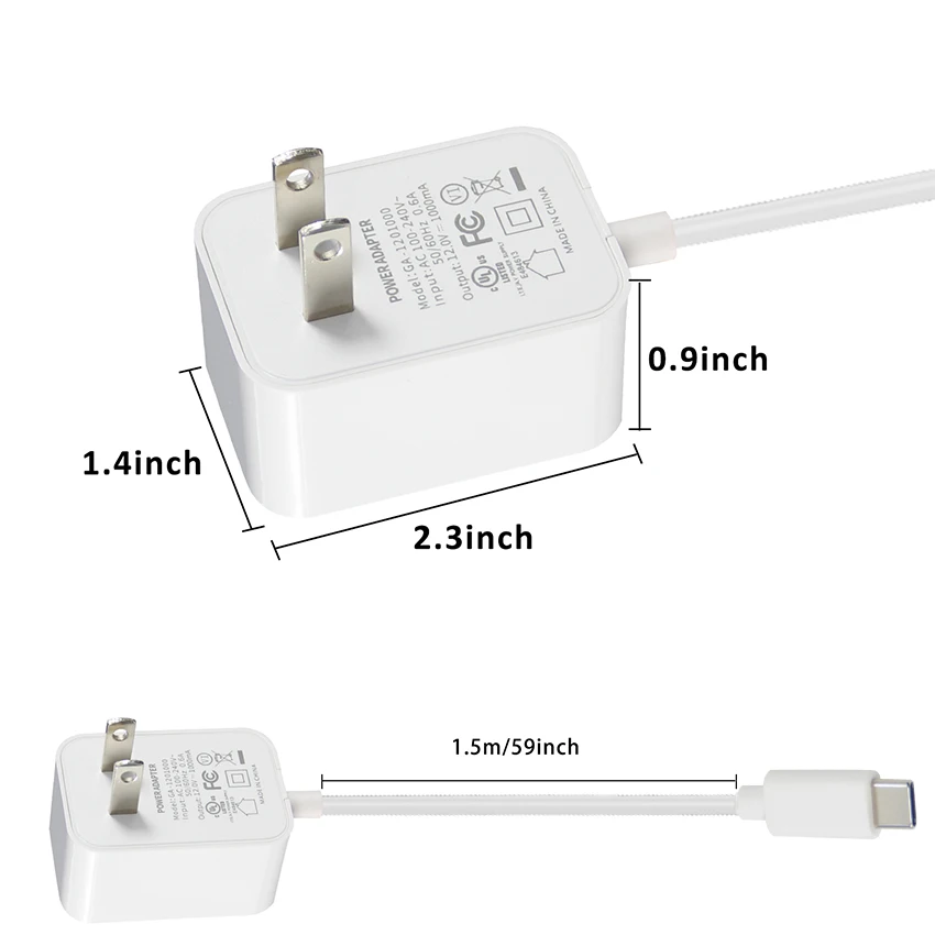 America Plug Usb Power Adapter Adaptor Switching 12V Type C Quick ...