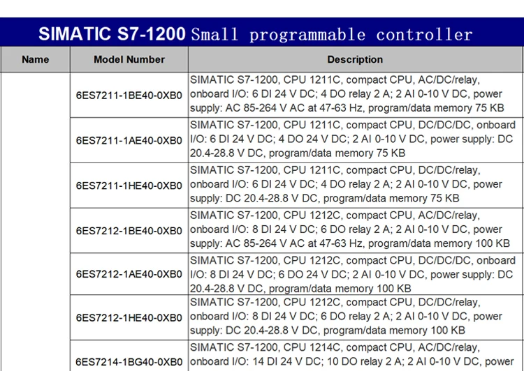 6es72111he400xb0 Compact Cpu Plc Programming Controller Simatic S7-1200 ...