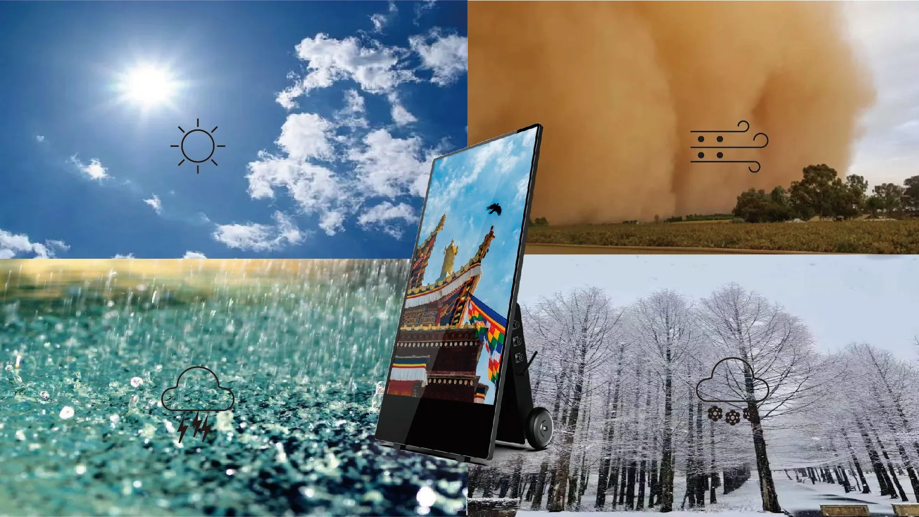 Movable Battery Powered Digital Poster Outdoor Advertising Monitor Lcd ...