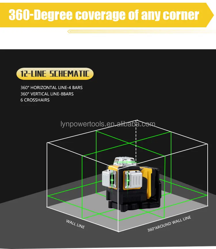 Km 12 Lines Self Leveling 3d Auto Rotary Construction Tool Nivel Laser ...