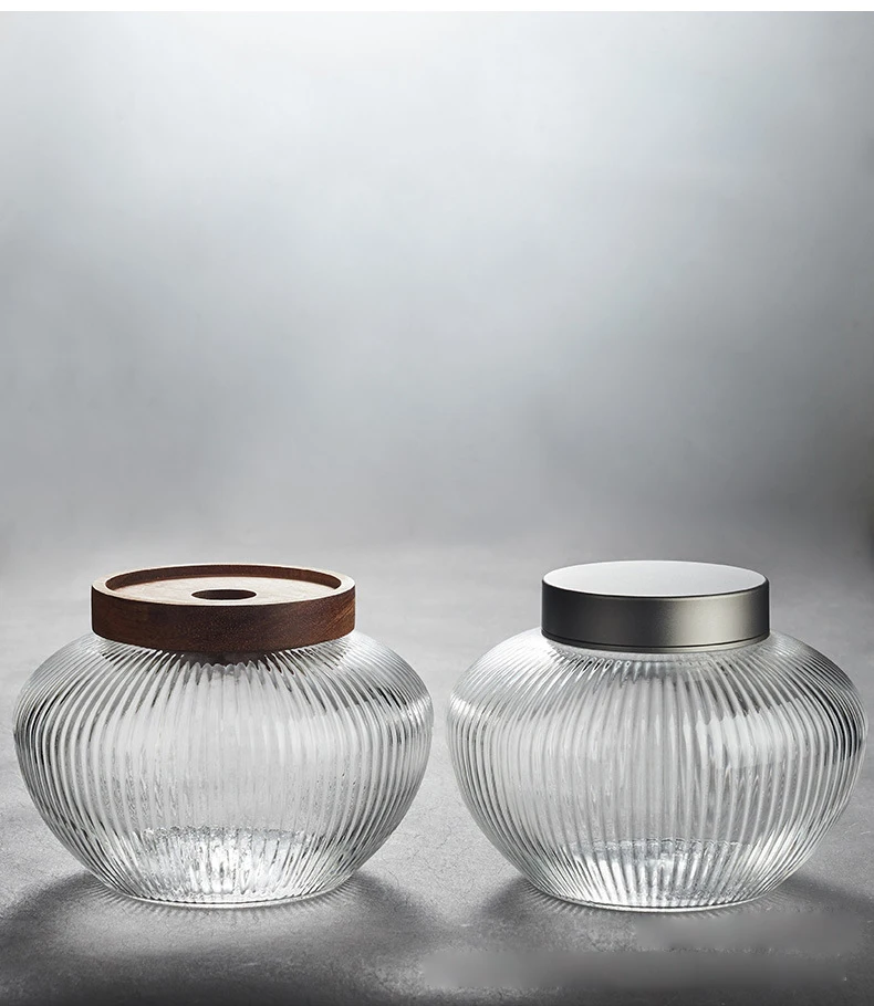 Ripple Stripe Eco-friendly Glass Storage Jars With Metal Lid High ...