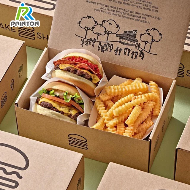 Custom Take Away Box Take Out Large Square Folding Restaurant Fast Food ...