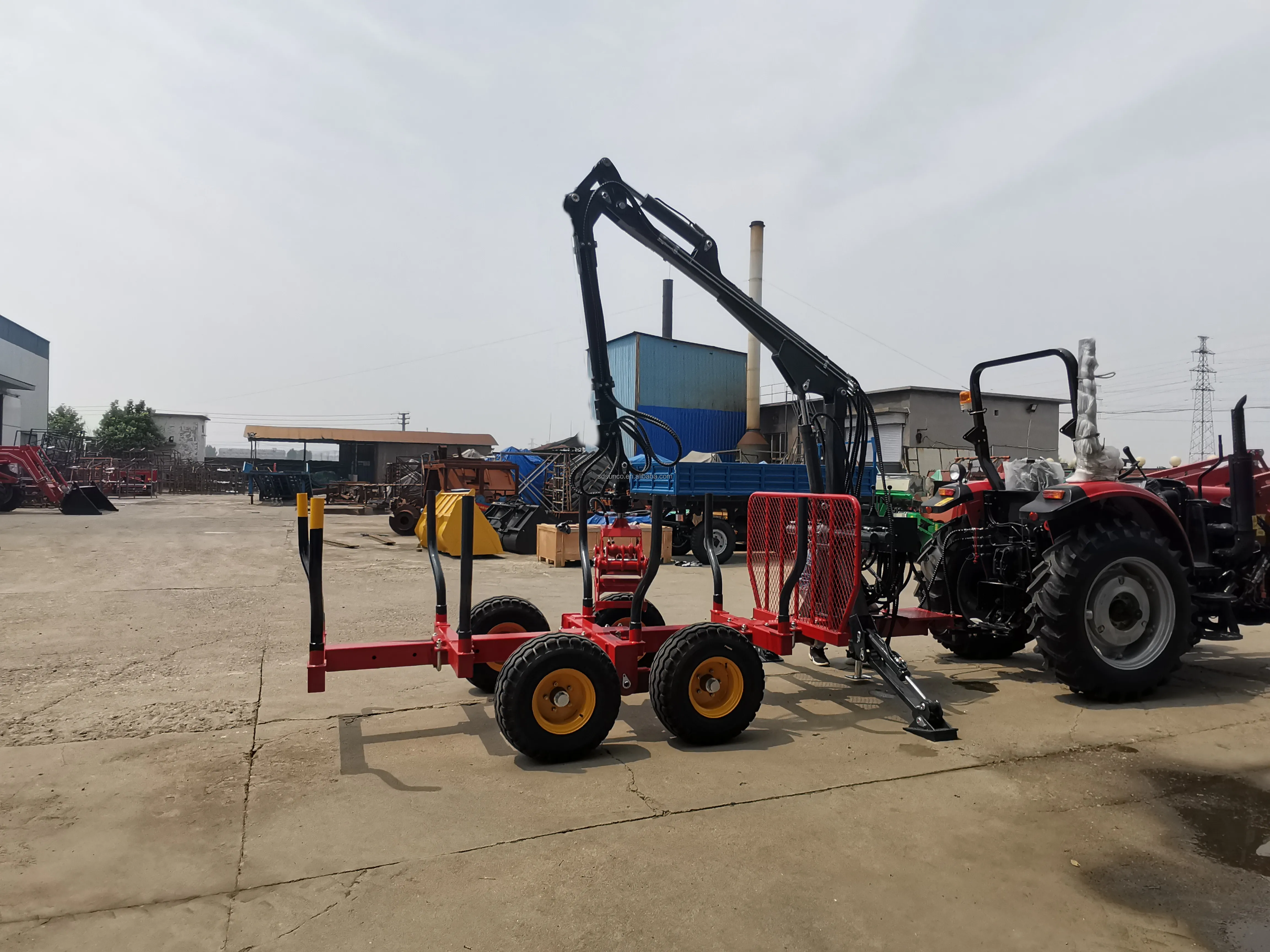 Forest Machine Wood Trailer with Crane Self Loading Log Trailer ...