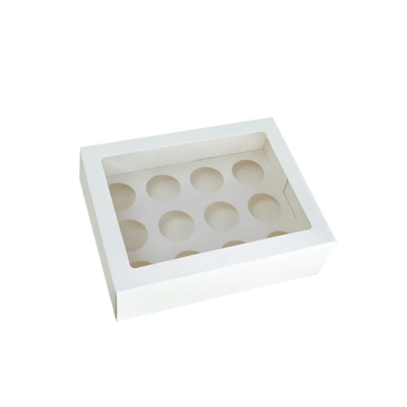 Mini Cupcake Box 24 Cavity White and Brown Flat Shipping 350GSM With ...