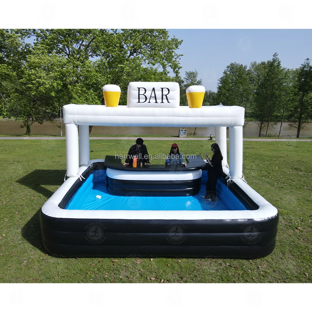 Giant Outdoor Inflatable Water Park Bar with Big Pool Portable Indoor ...