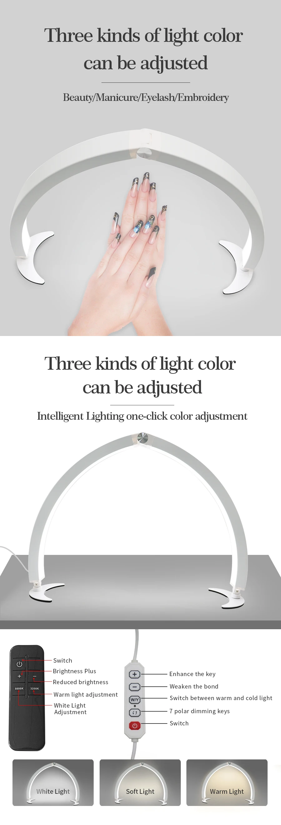 Desktop Led Half Moon Light 40w Eyelash Led Lashes Facialist Half Moon ...