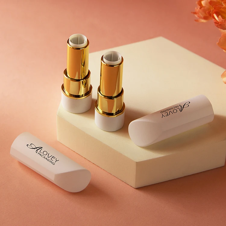 Factory Price Gold Luxury Inclined Top Unique Lipstick Container White ...