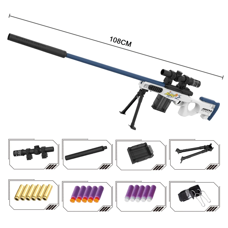 Shell Ejection Soft Bullet Awm Sniper Toy Gun Foam Shockwave Soft ...