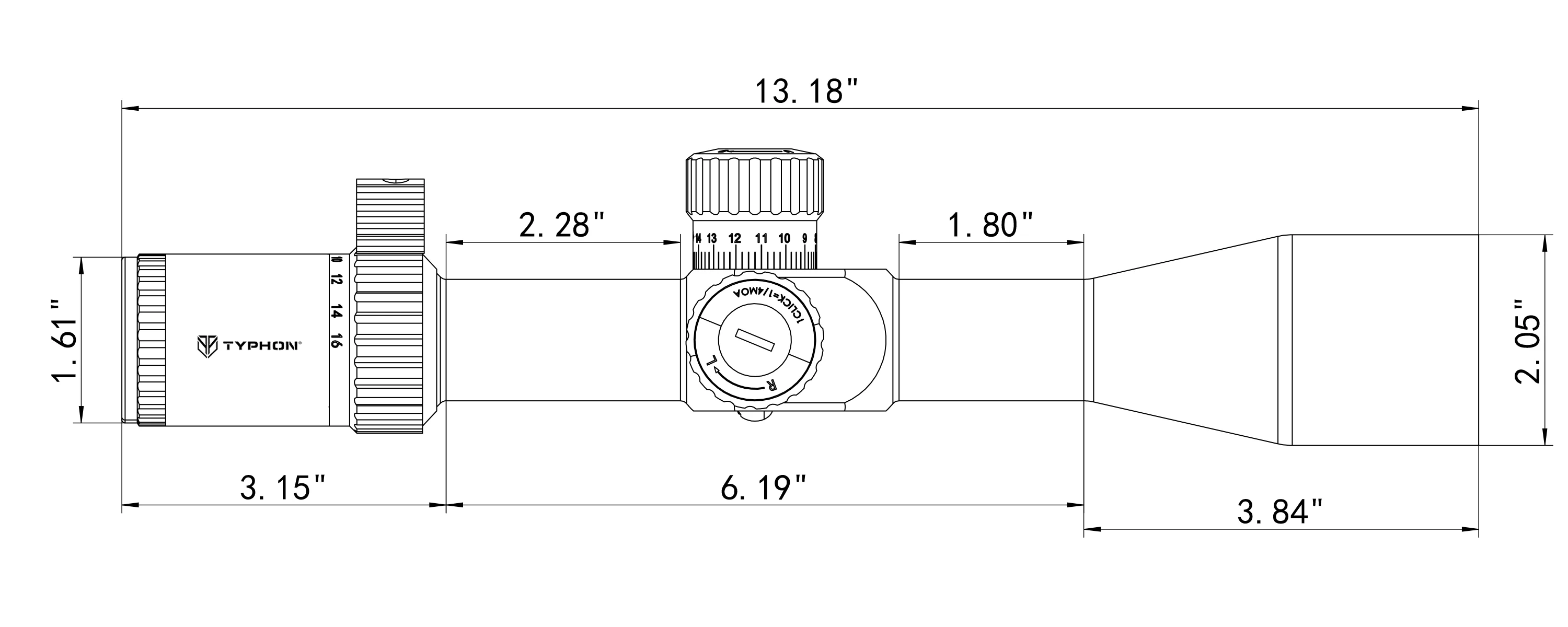 TYPHON 4-16x50SFIR SFP 30mm Tube Telescope Optical System Second Focal ...