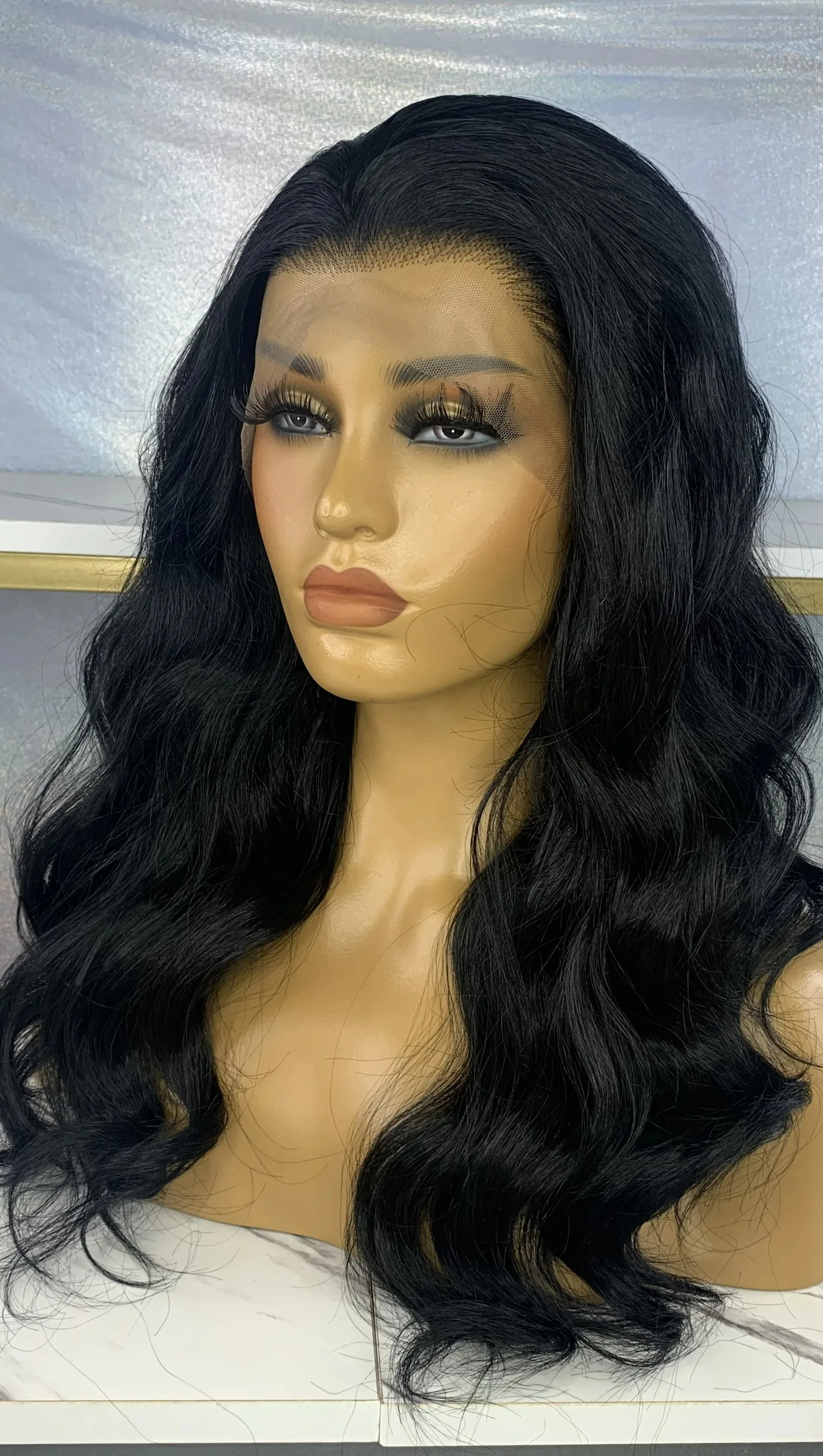 Wholesale Synthetic Lace Front Wig 1b Black Long Wavy Heat Resistant ...