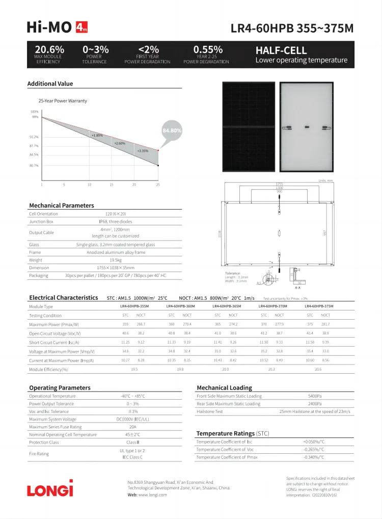 Longi Solar Panel 345w 350w 355w 360w 365w 370w Power Solar Panel ...