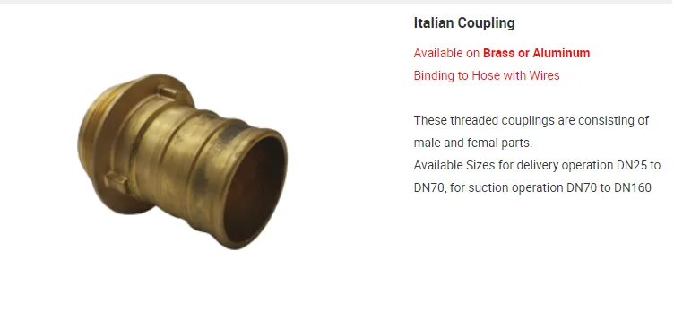 Italian Fire Hose Coupling (Brass)Fire Fighting Aluminium Fire Hose ...