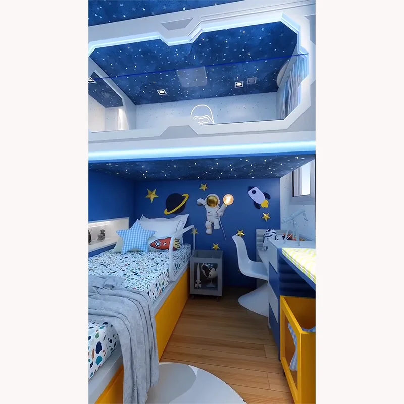 Foshan Manufacture Custom Kids Children Bedroom Furniture Blue Boys ...