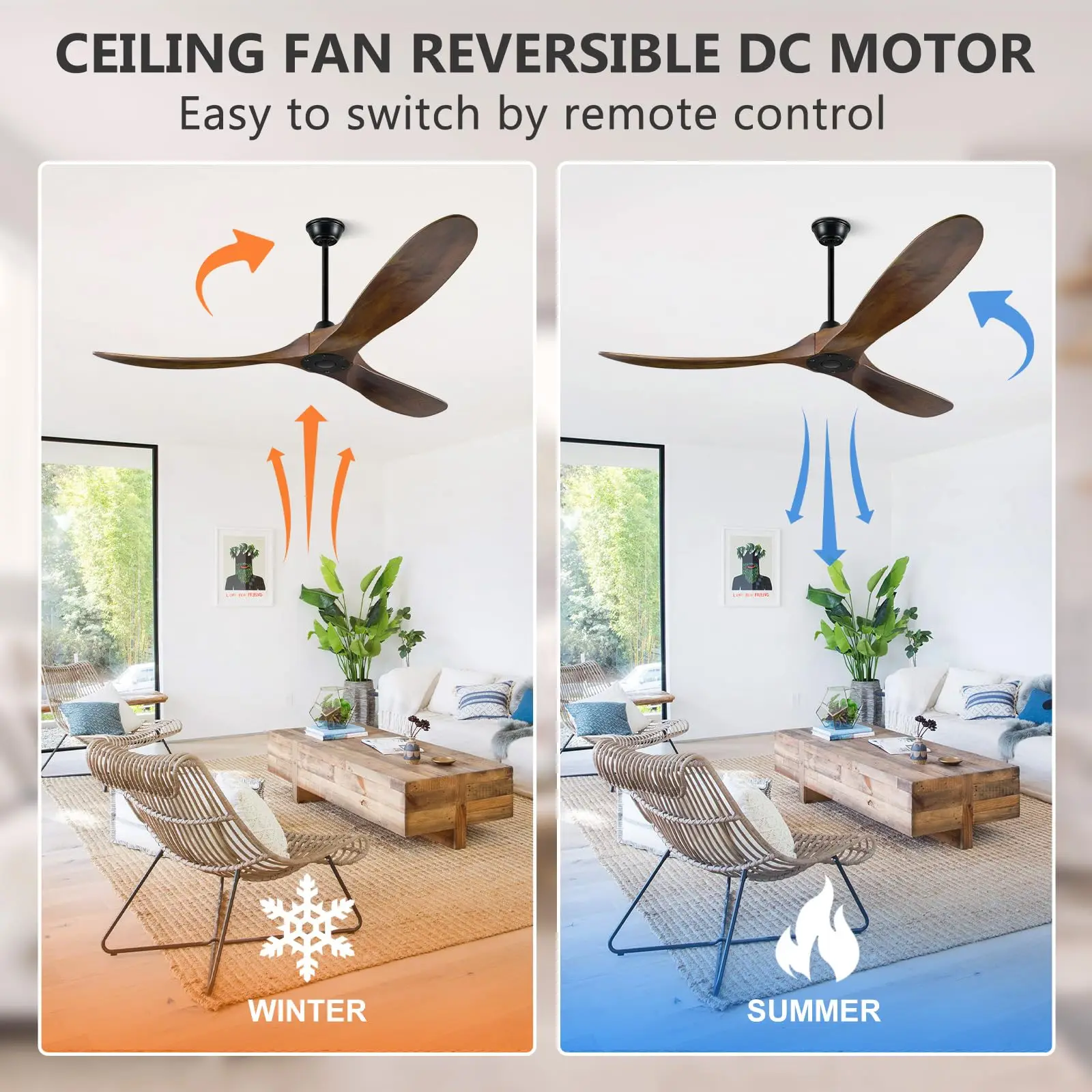60-inch Tuya Smart Ceiling Fan Light - Alexa/google Home Compatible