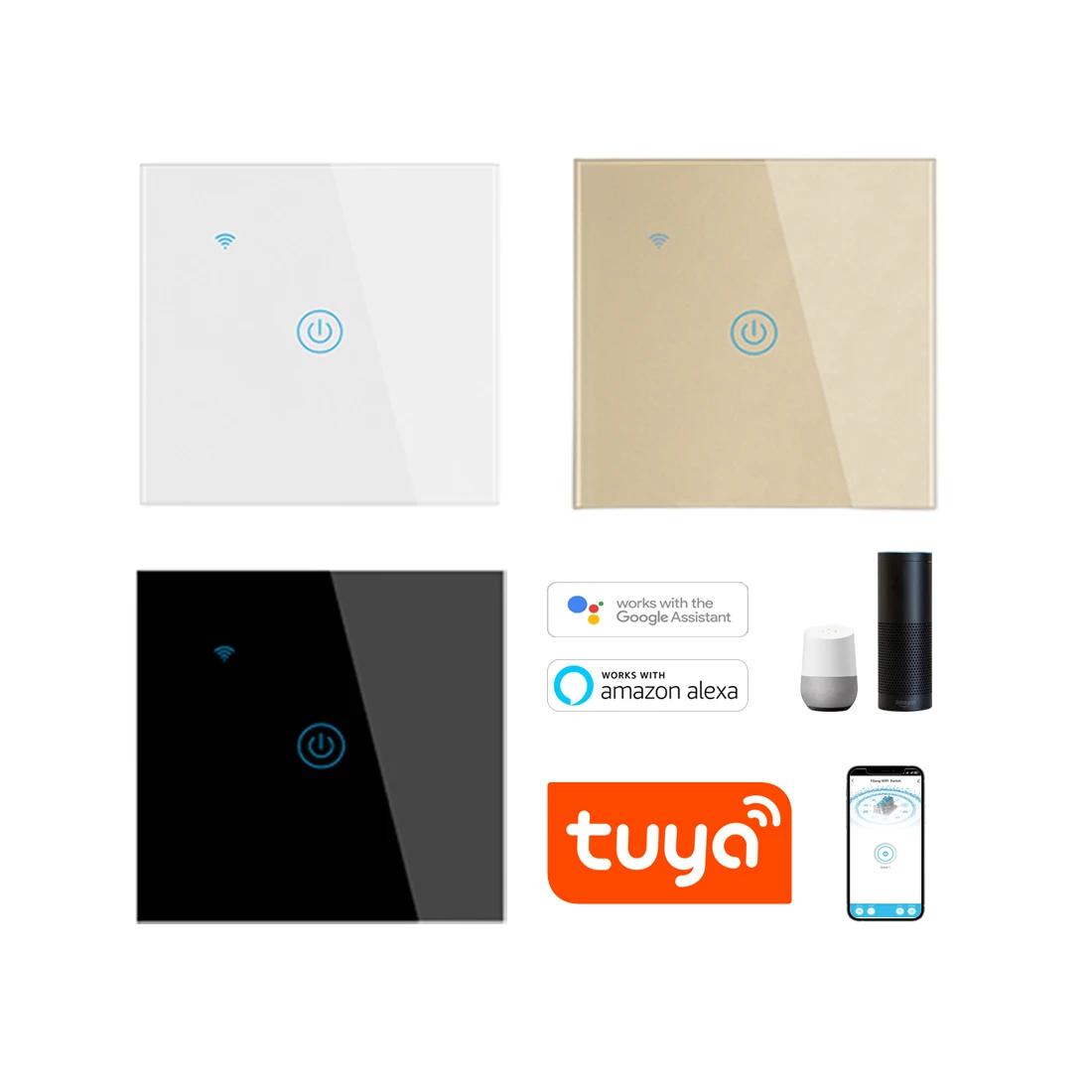 Tuya smart 2024 switch smart glass smart home lights 1 gang touch smart ...