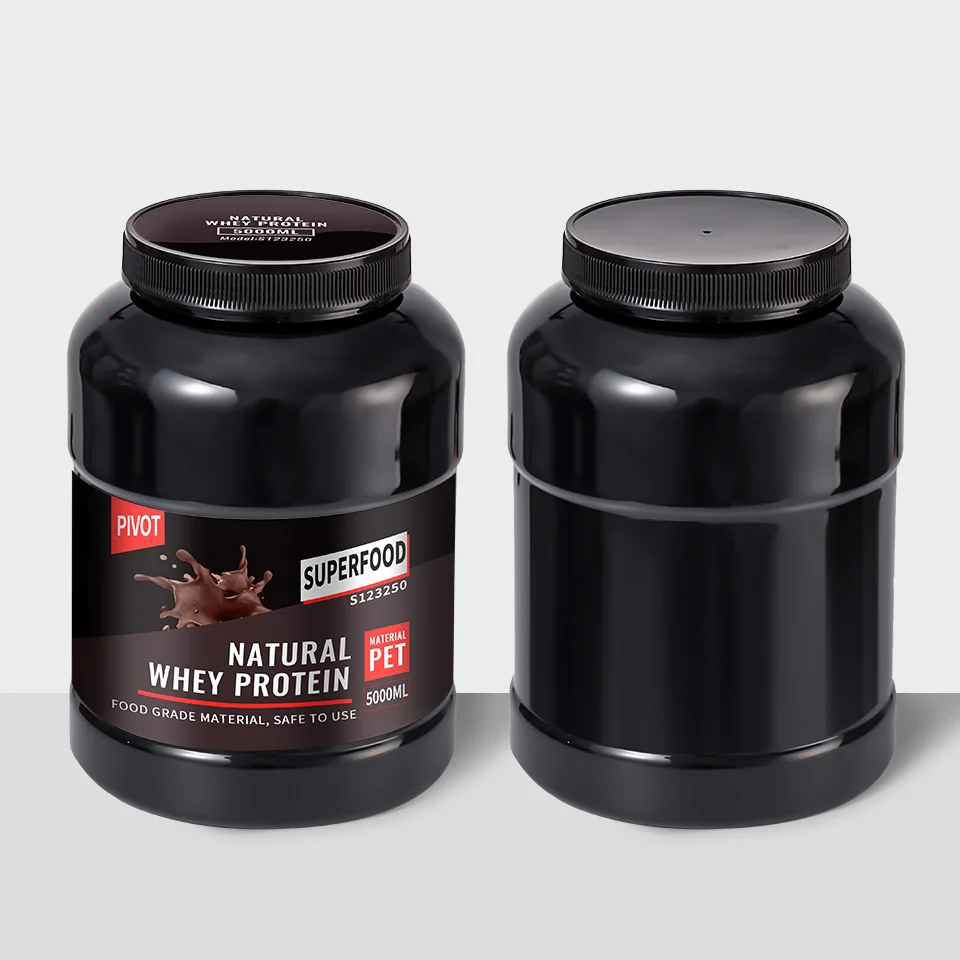 Supplement Bottle - Black Protein Powder Container
