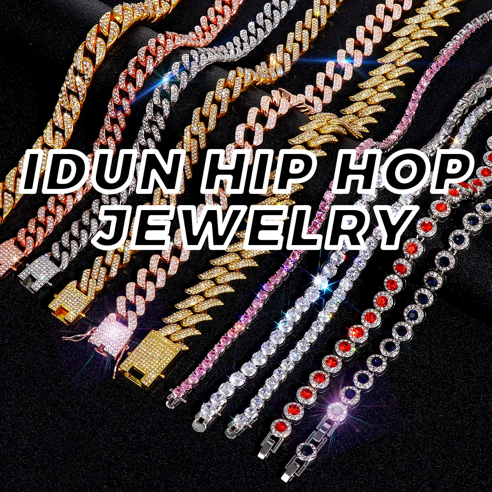12mm Hot Selling Punk Rap Jewelry Hips Hops Gold Plated Miami Cuban ...